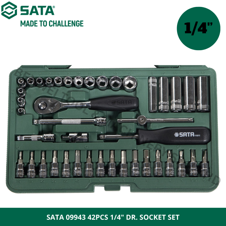 SATA 09943 42PCS 1/4" DR. SOCKET SET / SUPER JUNIOR SOCKET RATCHET SET ...