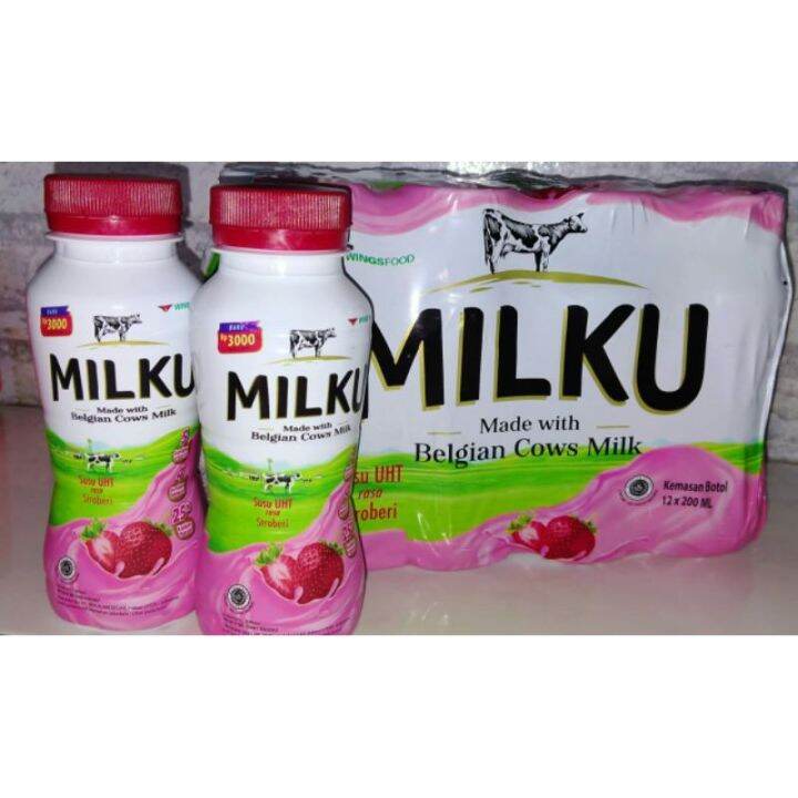 Milku belgian rasa strawberry premium 1 pack (12 botol) | Lazada Indonesia