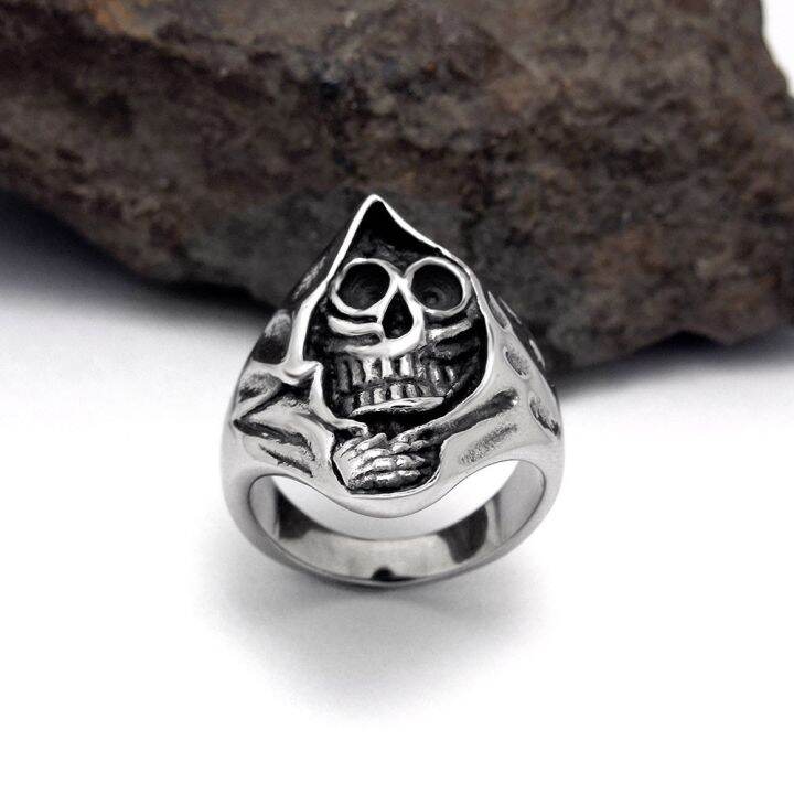 Retro Couple Student Sculpture Skull Skeleton Ghost Ring Zombie Ring ...