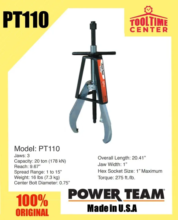 Power Team Posi Lock Mechanical Puller 3 Jaw 20 Ton Cap. Model PT110 ...