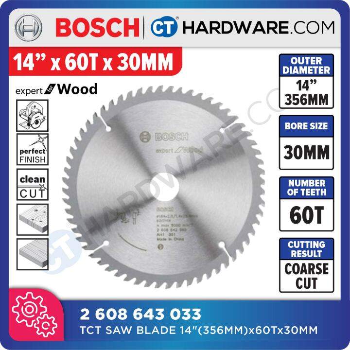 BOSCH 2608643033 TCT CIRCULAR SAW BLADE 14"(356MM)x60Tx30MM EXPERT FOR ...