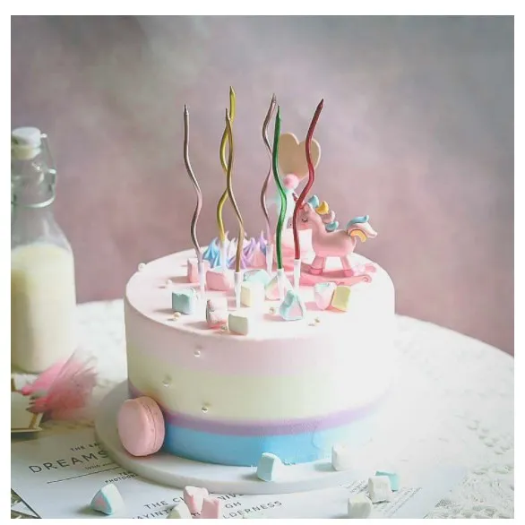 [MOMO]6PCS Metaliic Color spiral Candle Topper Spiral Birthday ...