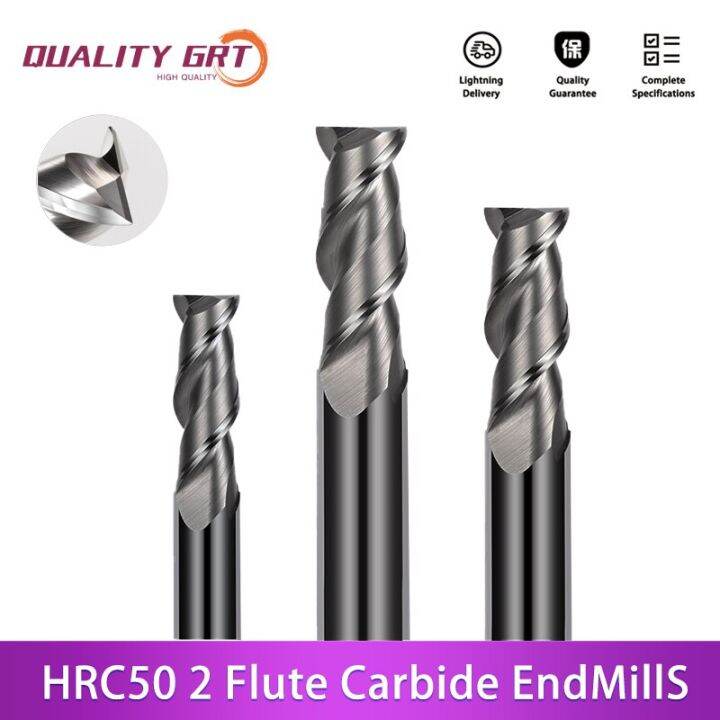 Q.Grt HRC50 Carbide End Mill 1 2 3 4 5 6 8 10 12mm 2Flutes Milling ...
