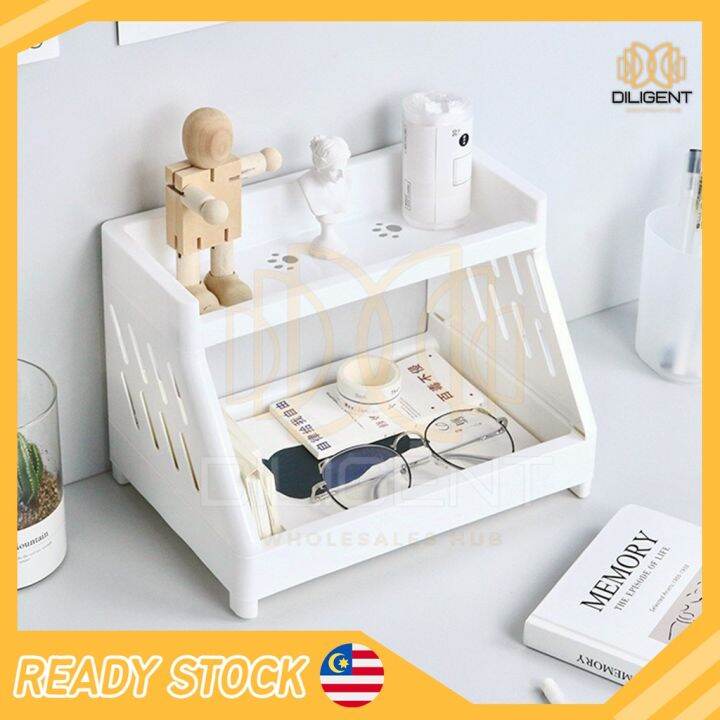 【D74 READY STOCK】ins Style white simple rack desktop organizer office ...