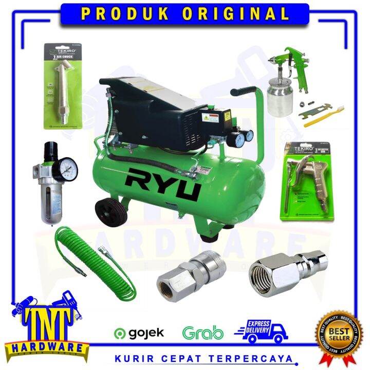 PAKET KOMPRESSOR 35 LITER RCP 200 (2 HP) RYU - COMPRESSOR SIAP PAKAI ...