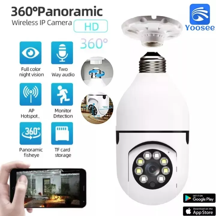 YOOSEE G4S HD 1080P rotatable 360° automatic tracking smart CCTV bulb ...