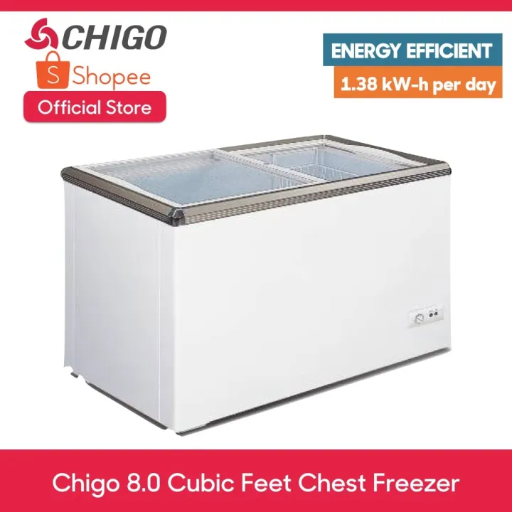 Chigo 8 cu ft Chest Type Freezer with Sliding Glass Door | Lazada PH