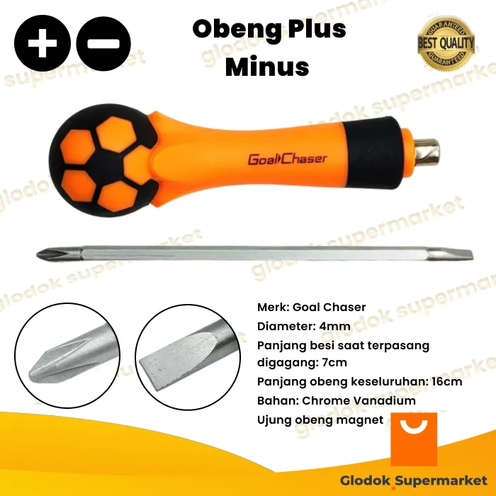 Obeng Bolak Balik Goal Chaser Panjang Besi 7cm Diameter 4mm Plus Minus ...
