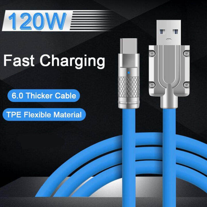 Liquid Silicone Super Fast Charge 120W 6A Cable Charger For Micro, Type ...