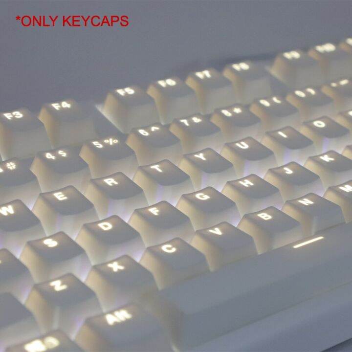 Mechanical Keyboard Keycaps White ABS Transparent Backlight 108 Keys ...