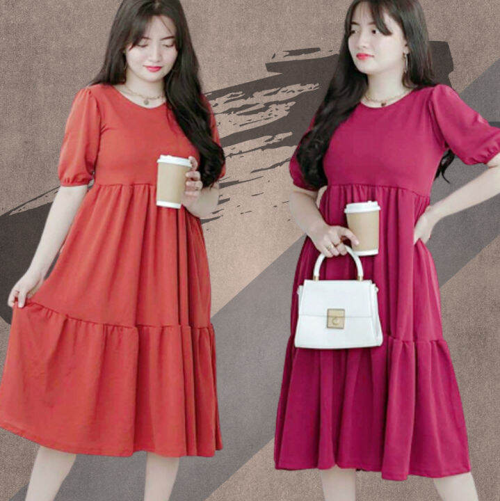 SASA Plus Size Maxi Dress Puff Sleeve For Women LILAH | Lazada PH