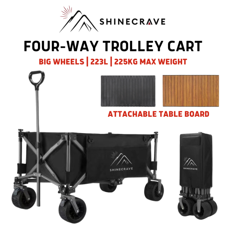 SHINECRAVE Four Way Trolley Cart 220L | 10CM Wide wheels with Brakes ...