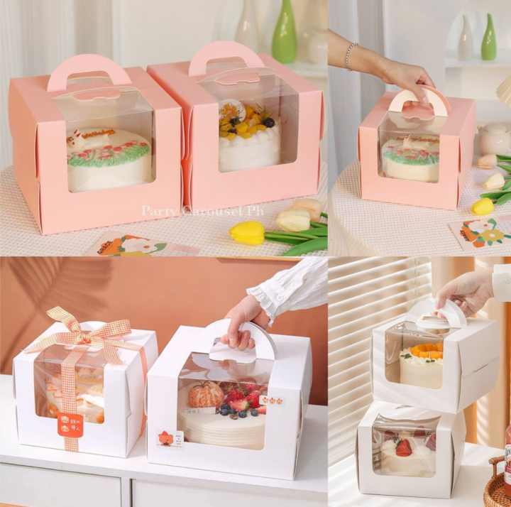 Portable Cake Box | Cake Box w/ Window & Handle (10pcs) | Lazada PH