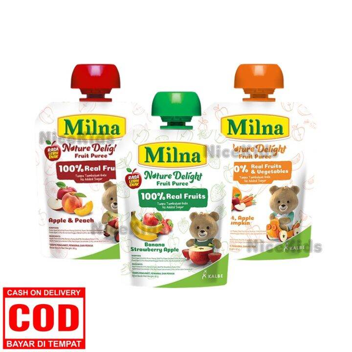 Milna Nature Delight 80gr Fruit Puree Mpasi Bayi 1 Tahun / Buah Praktis ...