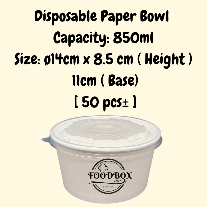 FOODBOX - 850cc Disposable Paper Bowl[ White/ Kraft ] 850cc Paper Bowl ...