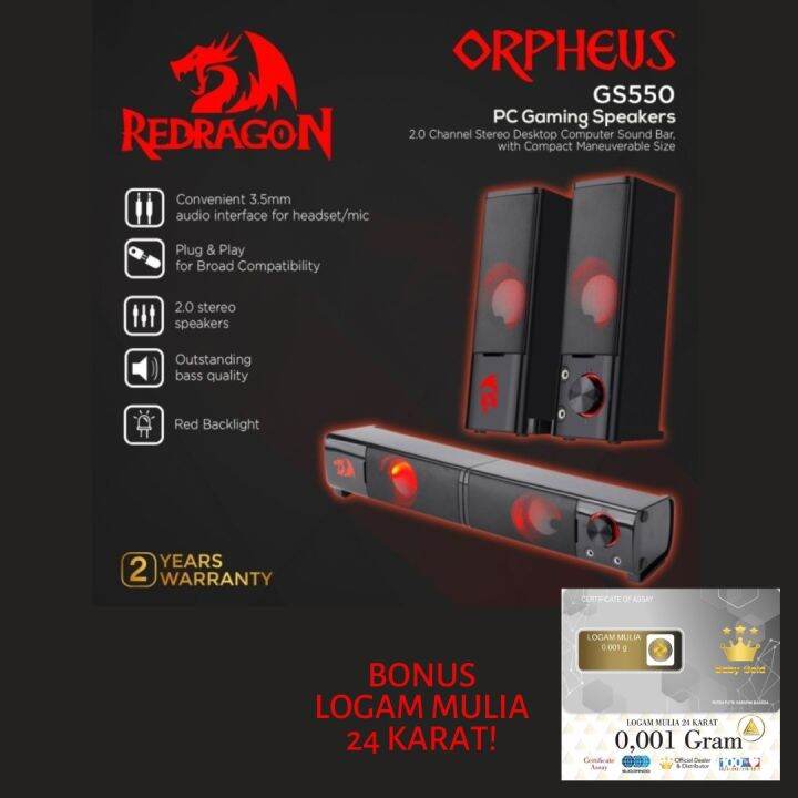 Redragon Gaming Speaker Sound Bar Orpheus - GS550 | Lazada Indonesia