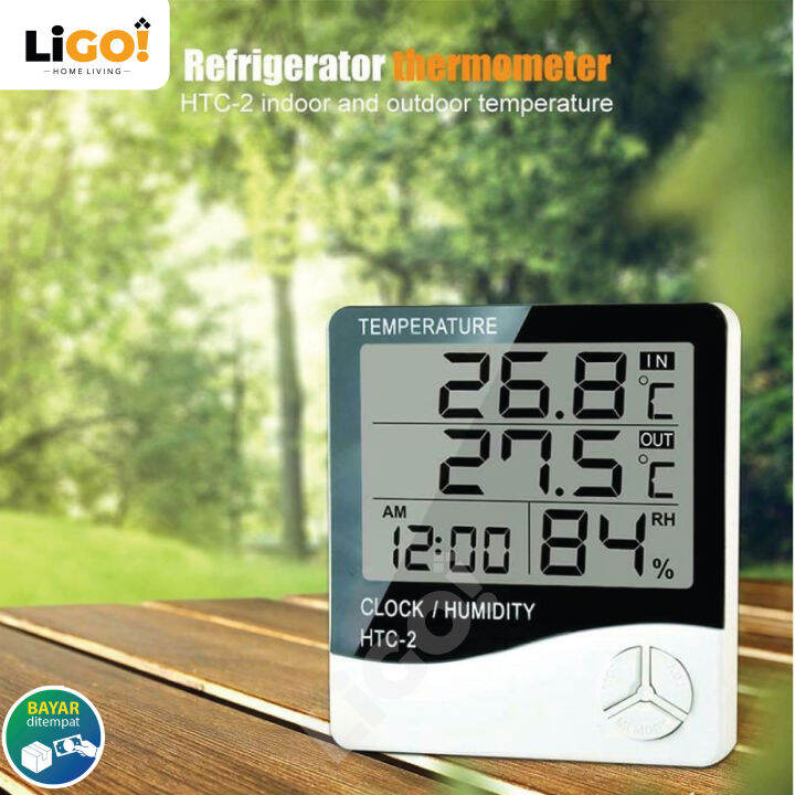 ORIGINAL !!! HTC-2 Thermometer Suhu Hygrometer Clock Temperature ...