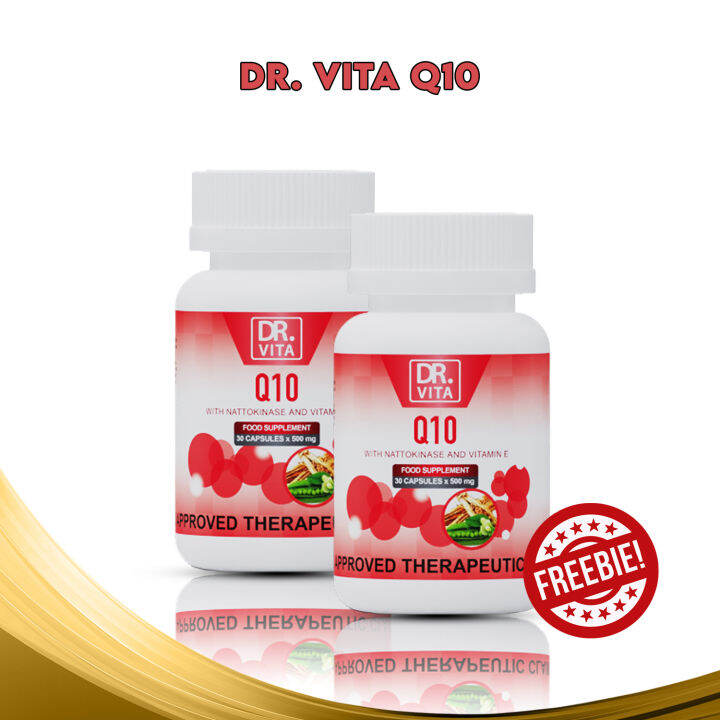 [VARIATION] Dr. Vita (WITH FREEBIES) Q10 with Nattokinase and Vitamin E 500mg 30 capsules ...