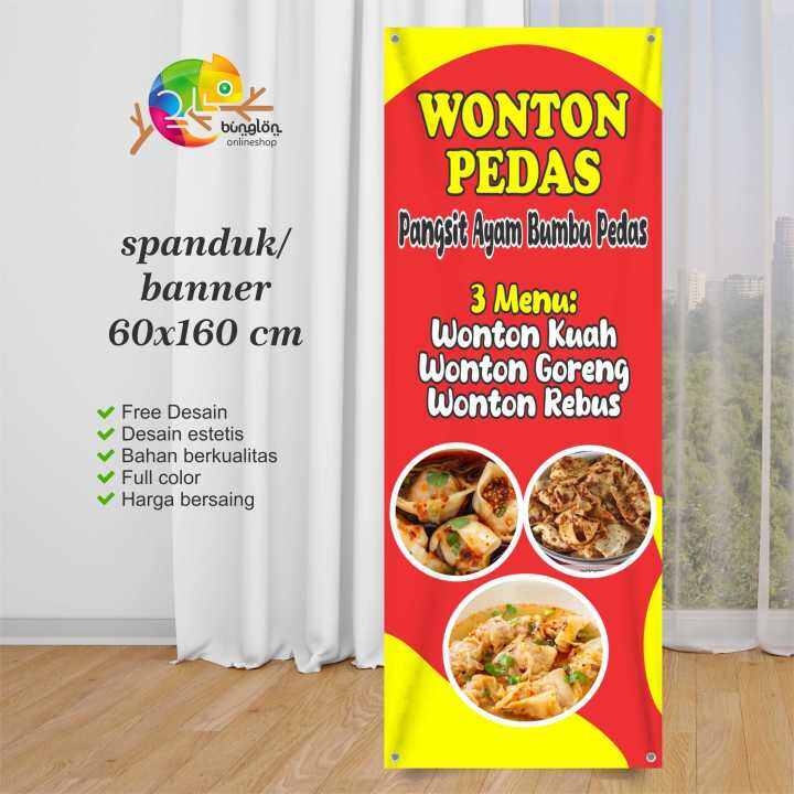 Spanduk Banner 60x160 Wonton Pedas Merah Kuning | Lazada Indonesia