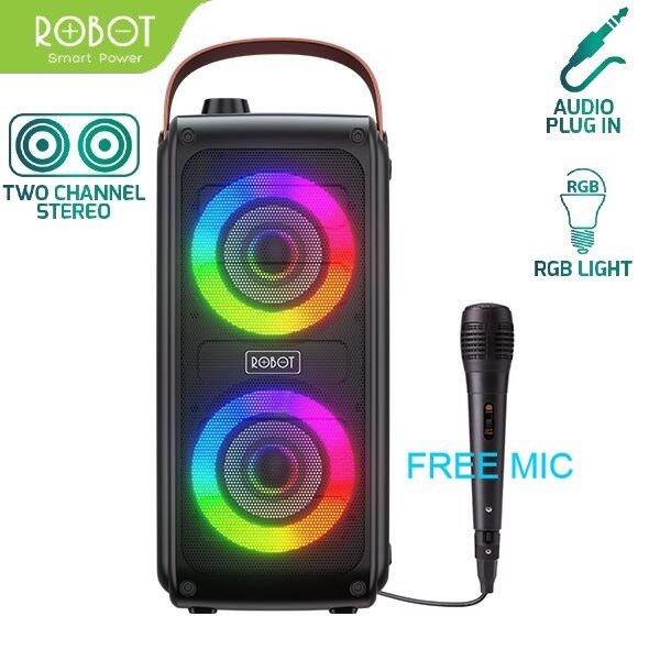 SPEAKER KARAOKE Bluetooth 5.0 ROBOT RB490 RGB with Microphone 20Watt ...