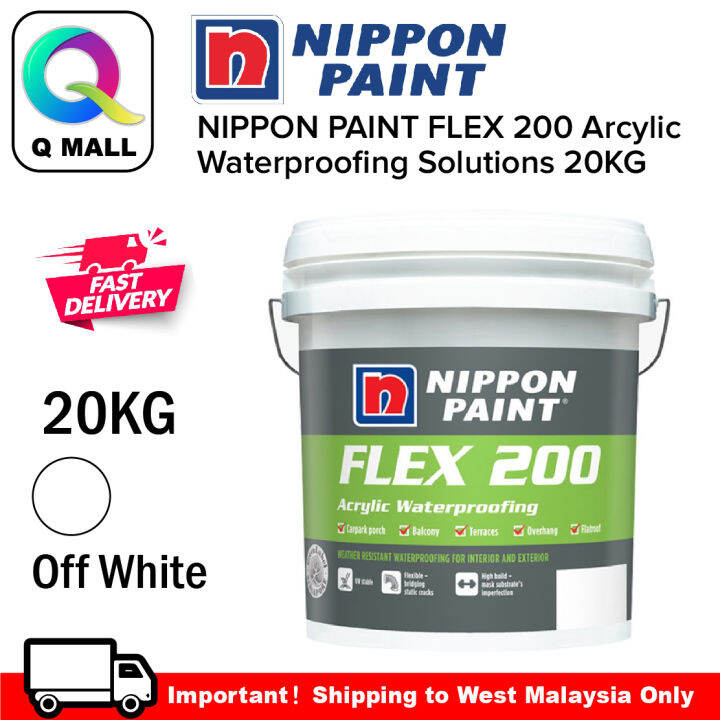 Q MALL (20kg) White / Grey NIPPON PAINT FLEX 200 Arcylic Waterproofing / (18kg) Grey PENTENS T ...