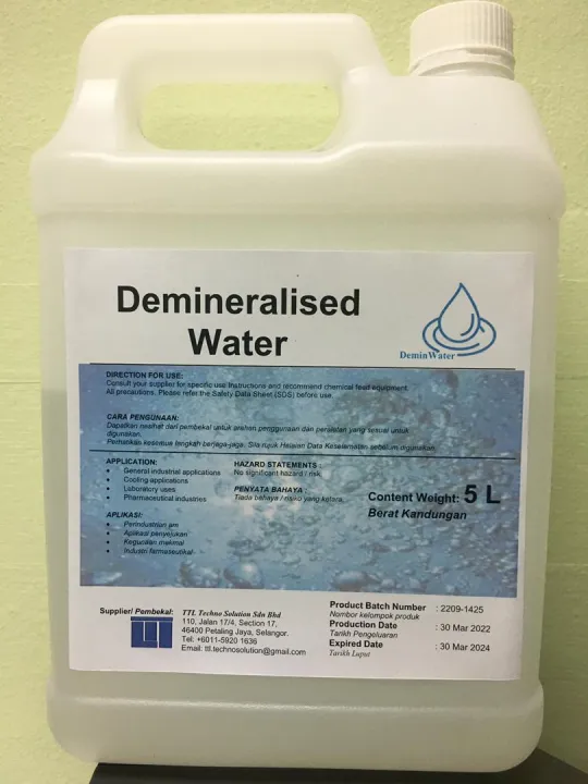 Deionized Water / Demineralized Water / Demin Water (5 Liter) | Lazada