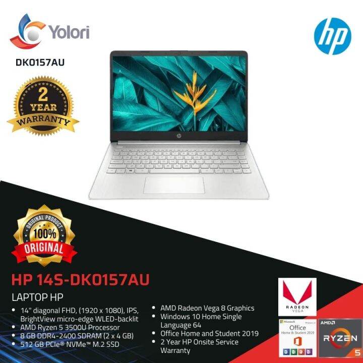 HP 14s-DK0157AU R5-3500U 8GB 512GB AMD Radeon Vega 8 Windows 10 OHS ...