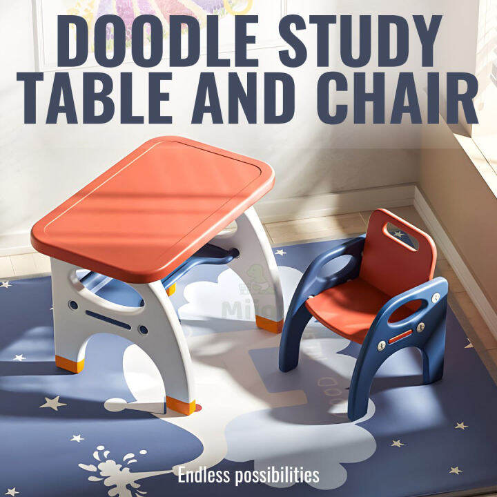 Miigu Baby New Doodle Study Table With Two Chairs | Lazada PH