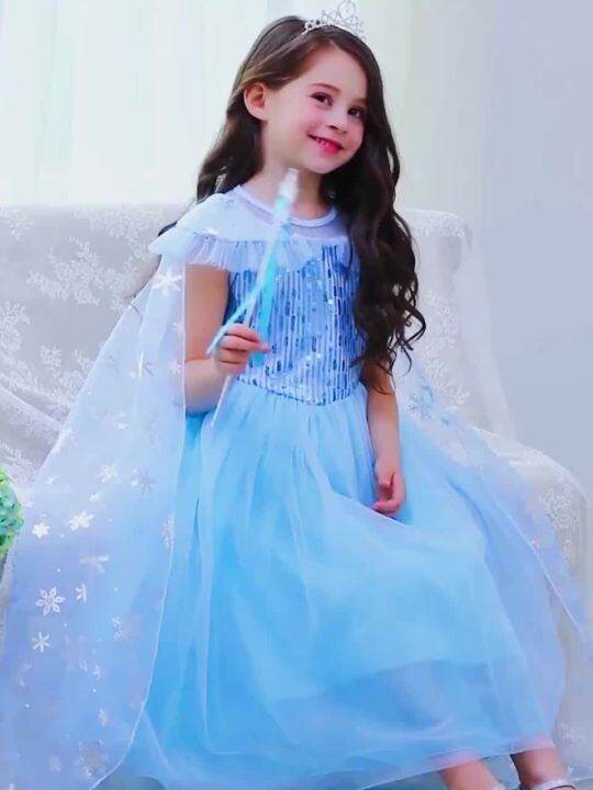 Aisha ชุดเจ้าหญิง Frozen 2 สาว Aisha ชุดเด็กโชว์ชุดวันเกิดฤดูร้อนถ่าย ...