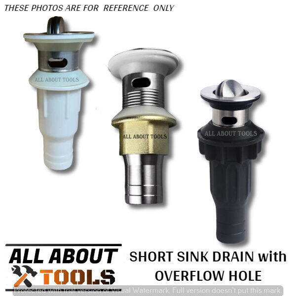 (AAT) 1 PC Short Stainless PVC Flap Sink Drain with Overflow Hole ...