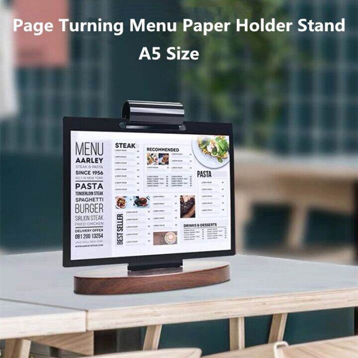 A5 Page Turning Wood Table Card Menu Paper Holder Display Stand Upright ...