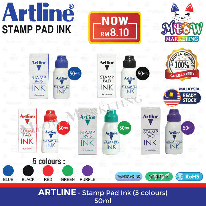 Artline Stamp Pad Refill Ink (50ml) - 5 colours | Lazada