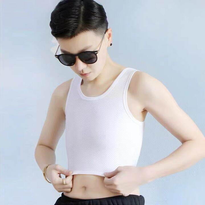 Janest LES Mesh Breathable Corset Double Layer Cosplay Tops Vest Buckle ...