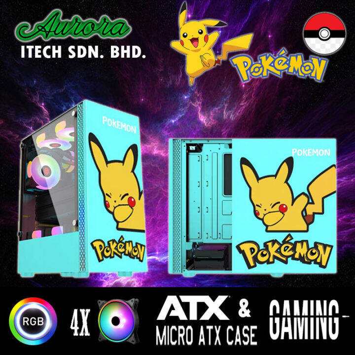 ( POKEMON PIKACHU GAMING CASING ) ATX GAMING CASING PC PIKACHU WITH RGB ...