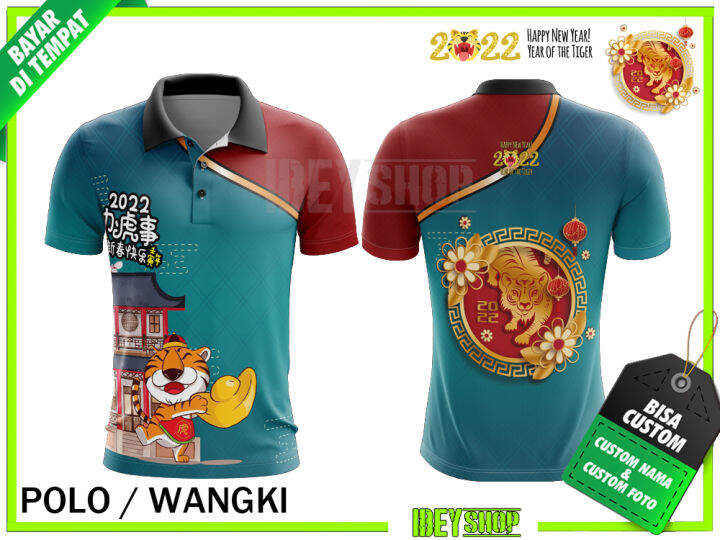 Baju Wangki Kaos Imlek 2022 Shio Macan Kaos Polo Imlek Tahun Baru Cina ...