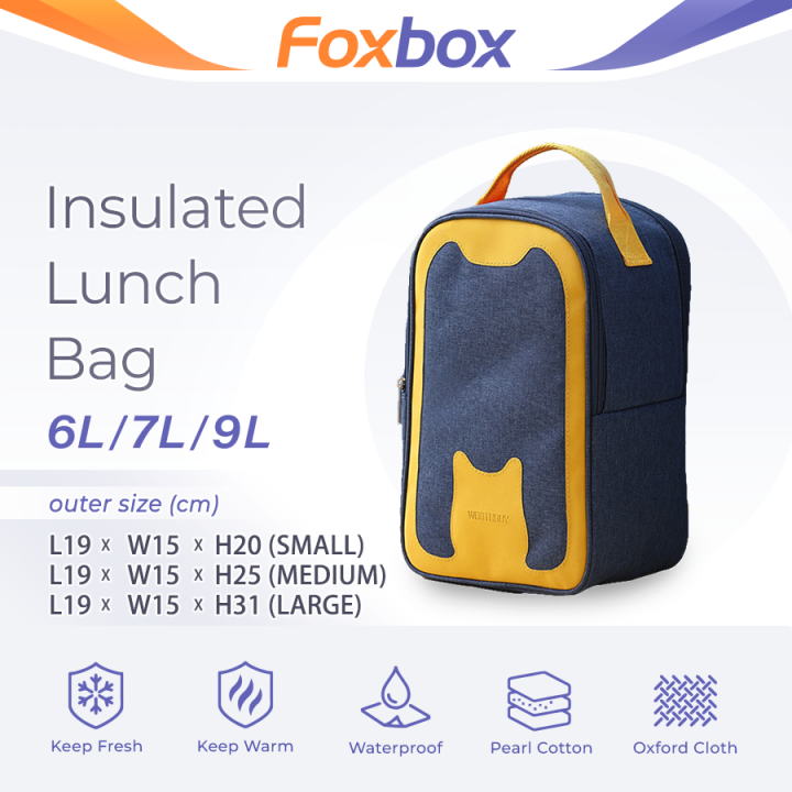 FOXBOX 6L 7L 9L Insulated Lunch Bag / Insulate Lunch Bag / Insulation Lunch Bag / Isothermic ...
