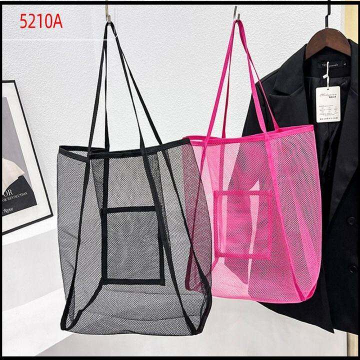 5210A ไหล่เดียว ถุงตาข่ายชายหาด โปร่งใสโปร่งใส ความจุมาก กระเป๋าตาข่ายตาข่าย แบบพกพาได้ น้ำหนัก ...