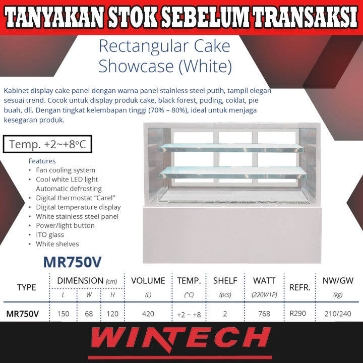 Gea MR750V Rectangular Cake Showcase / Pemajang & Pendingin Kue Bentuk Persegi - Display Cooler ...