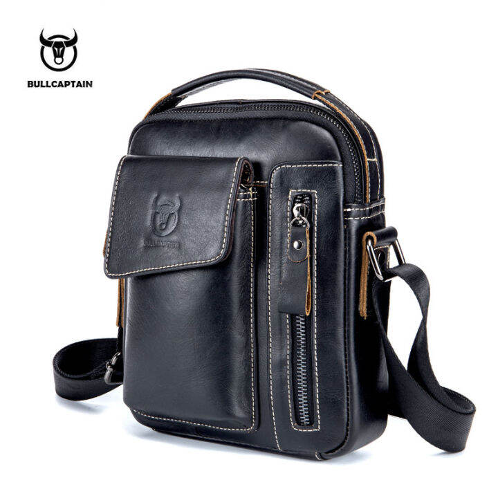 BULLCAPTAIN Casual Business Sports Men's Leather Shoulder Crossbody Bag ...
