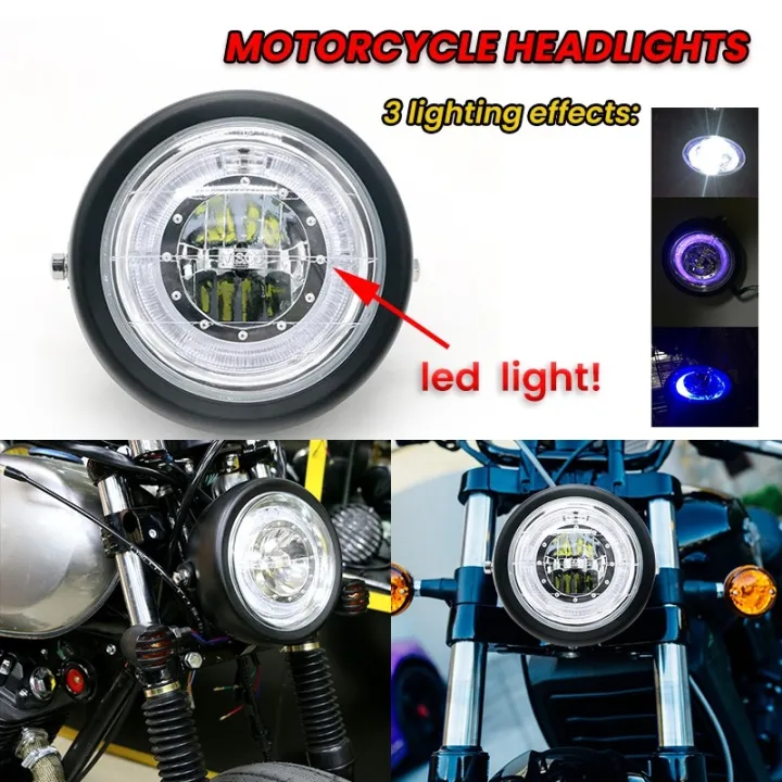 Motorcycle Cafe Racer Headlight Modified Retro Metal Headlight LED ...