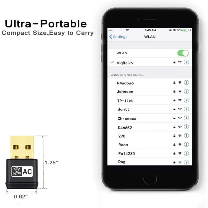 New Mini 2.4G5G WiFi USB Adapter Wireless Dual Band AC 600Mbps ...