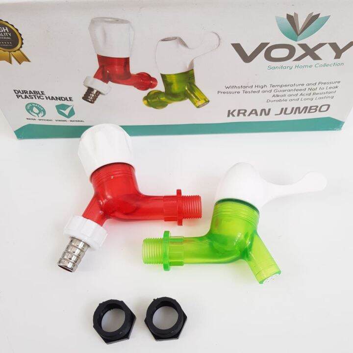 VOXY Kran Tembok PVC Jumbo 1/2 Transparan verloop 3/4 in pegangan Engkol dan Mahkota ujung Taman ...
