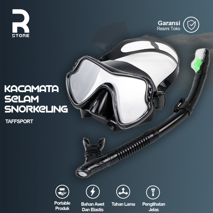 Kacamata Selam Laut + Penutup Kuping + Selang Snorkel Scuba Diving ...