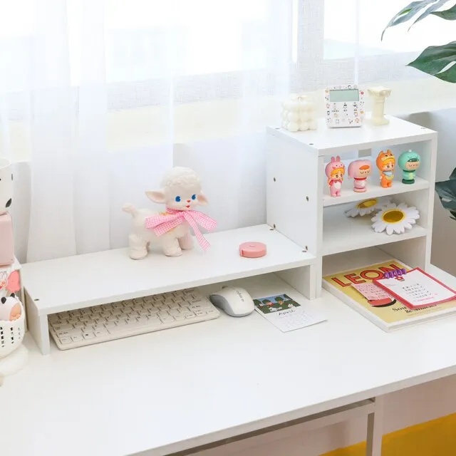 Wooden Computer Monitor Stand Keyboard Storage Holders Computer Screen ...