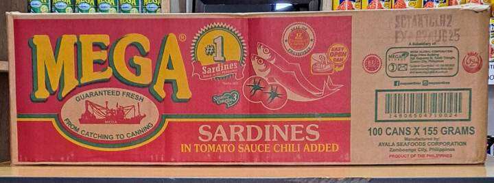 Mega Sardines Hot Easy Open Red (155g x 100 ) - 1 Box | Lazada PH