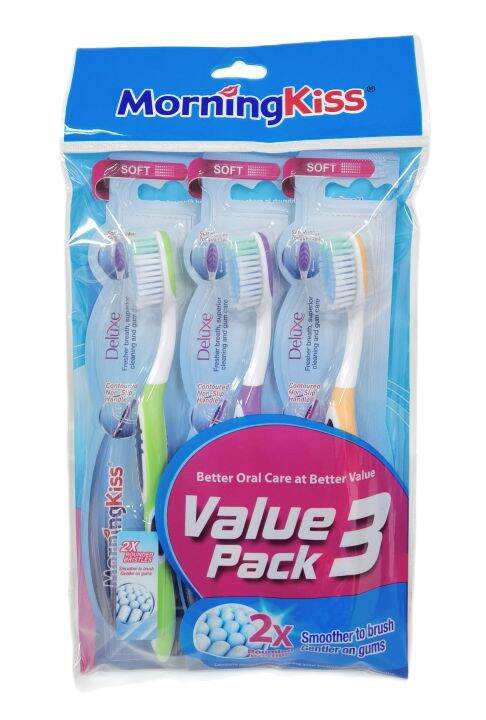 Morning Kiss Deluxe Toothbrush (2x Rounded Bristles) SOFT – Value Pack ...