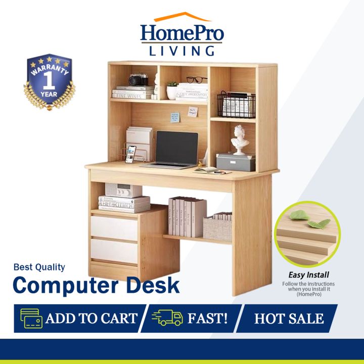 HomePro Computer Desk Home Study Table Writing Desktop with Drawers Large Desk for Bedroom ...