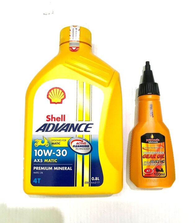Paket Shell Advance AX5 Matic Oli Mesin Metik 800 mL 10W-30 + Oli Gir ...