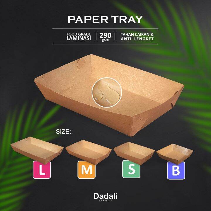 Paper Tray Dine In Laminasi L/M/S/B Kraft Coklat Tebal 290gsm Isi ...
