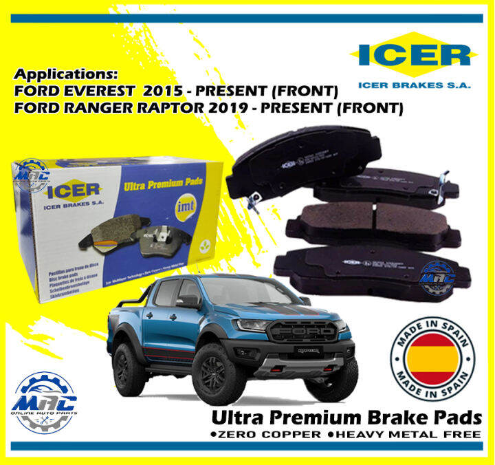 FORD RANGER RAPTOR 2019 - PRESENT ICER 182382 Ultra Premium Front Disc ...